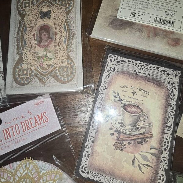 Variety of Retro Junk Journal Sticker Grab Bag, Ephemera Sticker Pack ...