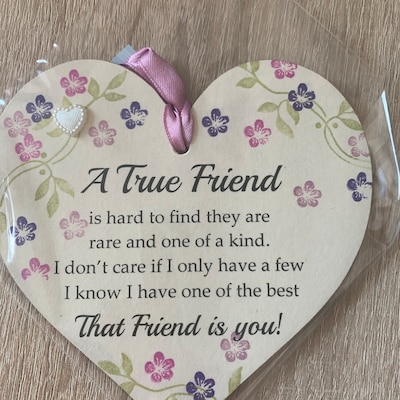 A True Friend Special Friend One of A Kind Friendship Wooden Gift Heart ...