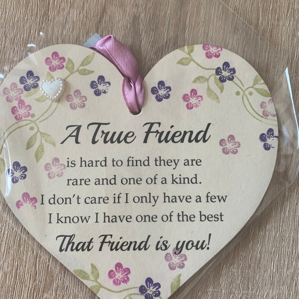 A True Friend Special Friend One of A Kind Friendship Wooden Gift Heart ...