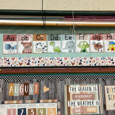 BOHO RAINBOW Alphabet Posters Editable Neutral Rainbow Vintage Retro ...