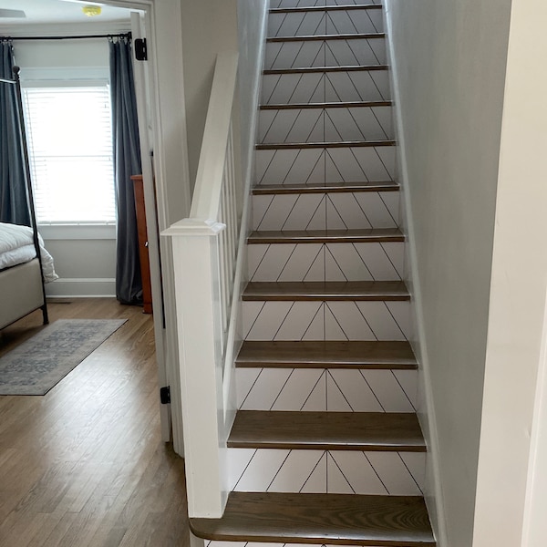 Chevron Stair Riser Decals Vinyl Strips Minimalist Scandinavian Modern ...