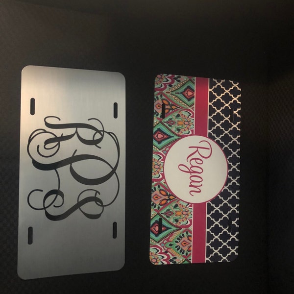 Flamingo Pink Ocean Colors Car Tag, Monogrammed License Plate ...