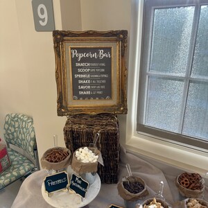 Popcorn Bar Sign, Popcorn Toppings, Directions, Graduation, Wedding ...