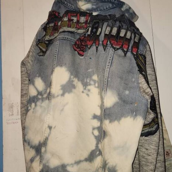 Upcycled Bleached Fringe Hem Denim Skirt-large - Etsy