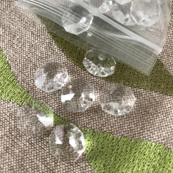 2 Hole Octagon Prism Clear Faceted Crystal Glass Beads Wholesale Bulk ...