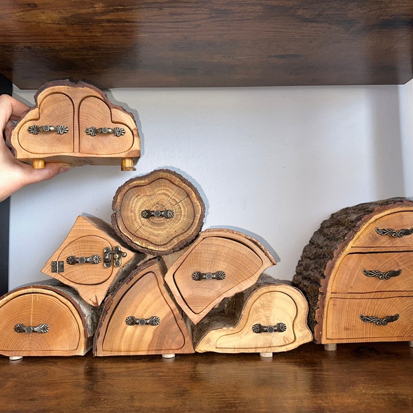 Rustic Log Box From Firewood With Bark, Fairy Drawer, Pear Wood ...