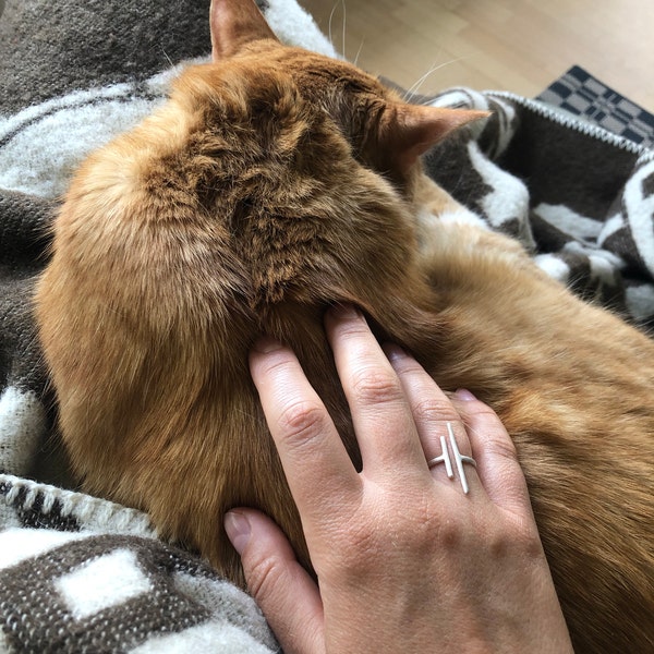 Parallel Ring, Sturdy Minimalist Ring, Geometric Ring, Sterling Silver ...