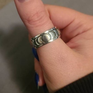 Moon Phase Spinner Ring for Women, Sterling Silver Crescent Moon Ring ...
