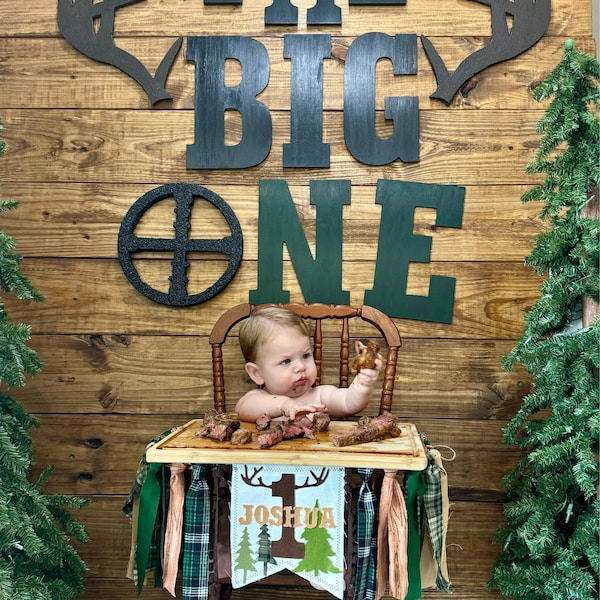 Deer Highchair Banner 1st Birthday Party High Chair One First Buck ...