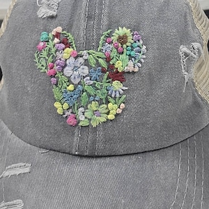 Flower Mickey Embroidery Pattern Floral Embroidery Pattern Mickey Hoop ...