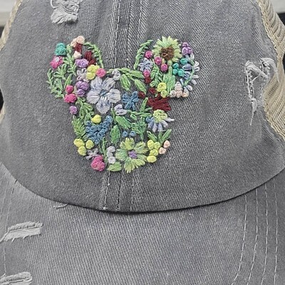 Flower Mickey Embroidery Pattern Floral Embroidery Pattern Mickey Hoop Art Flower Hand ...