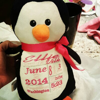 Birth Announcement Stuffed Animal Embroidered Stuffed Animal Baby Gift ...