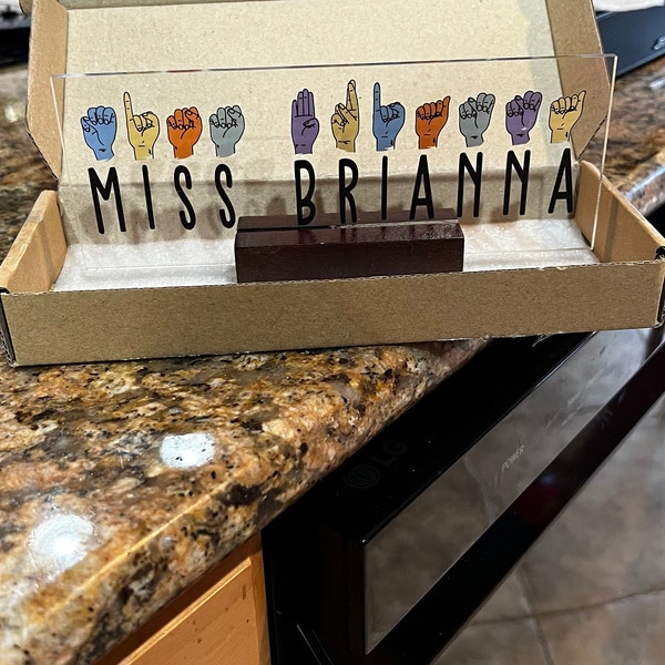 ASL Teacher Name Sign, Sign Language Teacher Gifts, Personalized ...