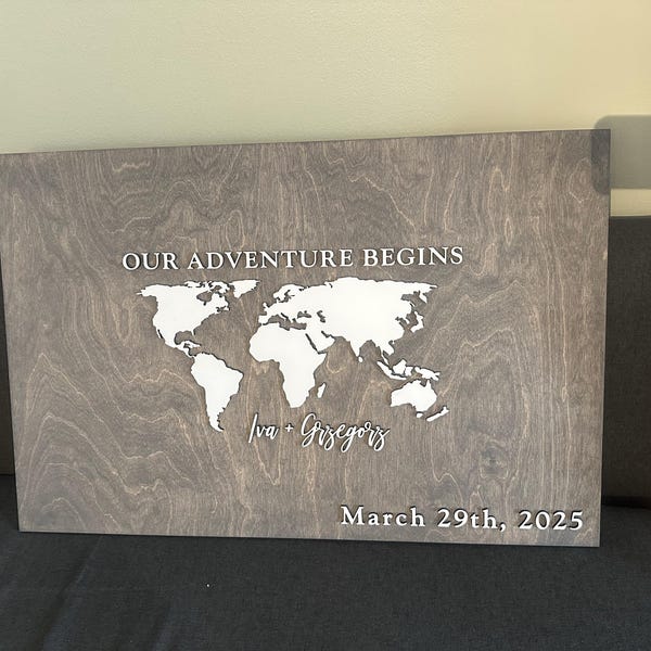 3D World Map Wedding Guest Book Alternative, Our Adventure Awaits ...