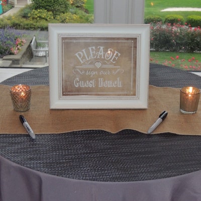 Printable Wedding Vintage Guest Bench Sign Please Sign Our GUEST BENCH ...