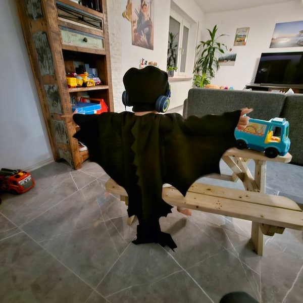 Black Dragon Costume With Wings, Kids Party Dragon Costume, Black Scaly ...
