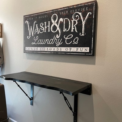 Modern Farmhouse Wall Decor Laundry Sign Wash & Dry Rustic Chic Self ...