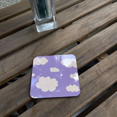 Cute Coasters Set of 4 Wavy Coasters Funky Decor Cork Coaster Colourful ...
