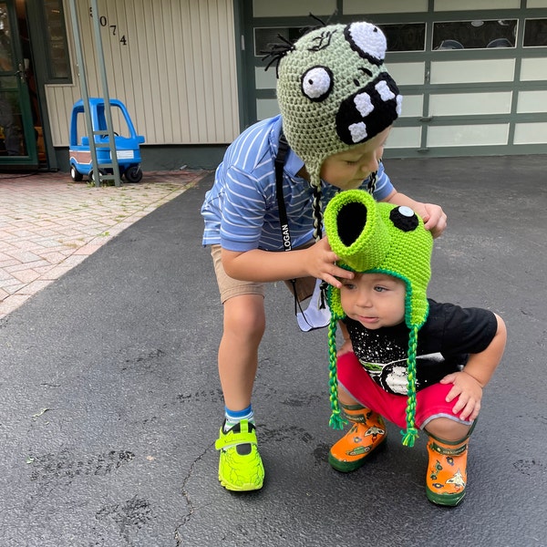 Green Peashooter Pea Shooter Crochet Hat Beanie Stocking Cap With ...
