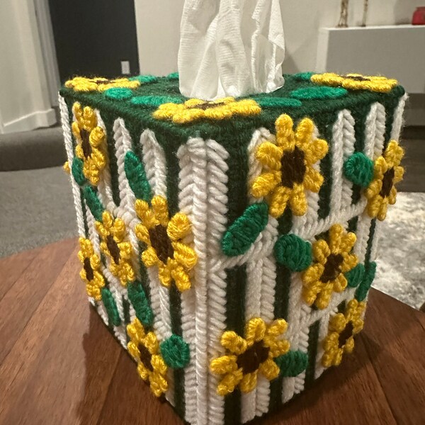 Handmade Sunflower Plastic Canvas Tissue Box Cover - Etsy