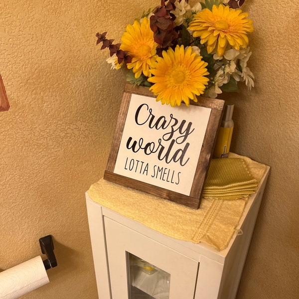 Just Poopin’ Sign, Crazy World Sign, the Office Bathroom Decor ...
