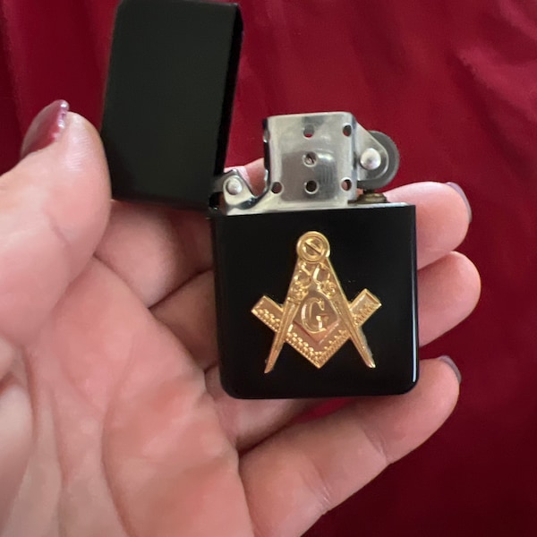 Masonic Lighter: Custom Engraved Gold Freemason Symbol, Gift Case - Etsy