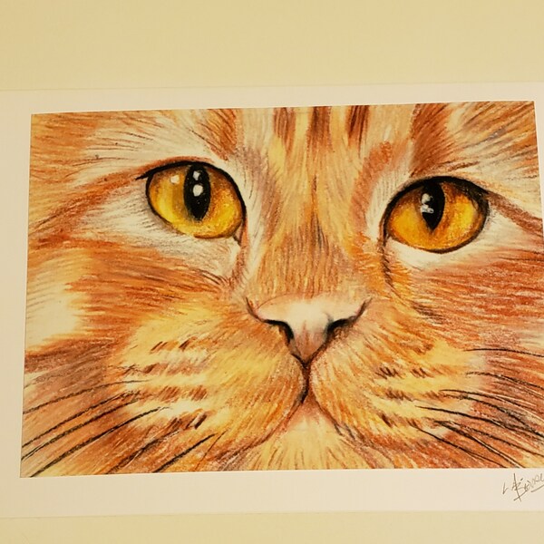 CAT CARD. Laid Back Cat, Cat on the Beach. 5x7 Size. Handmade Note Card ...