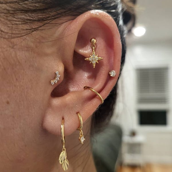 Tiny Alexandrite Dangle Rook Hoop Earring Gemstone Helix Hoop Rook ...