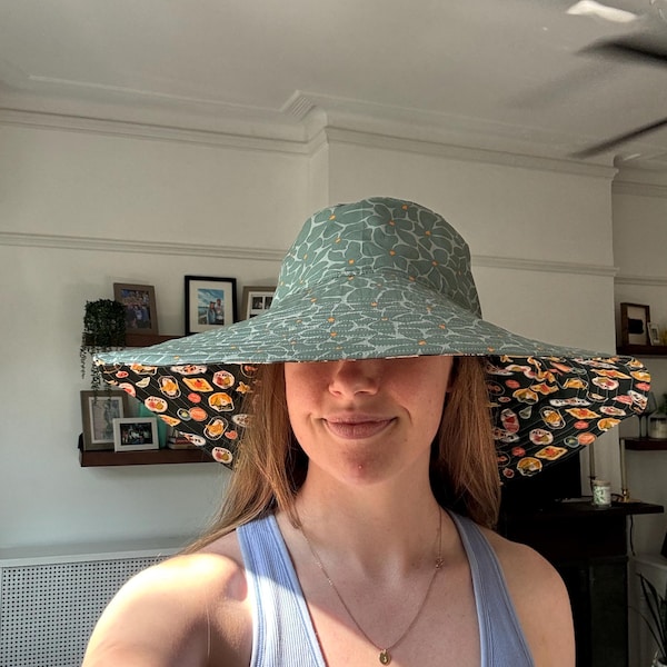 Reversible Bucket Hat, Bucket Hat Sewing Pattern, Wide Brim Hat Sewing ...