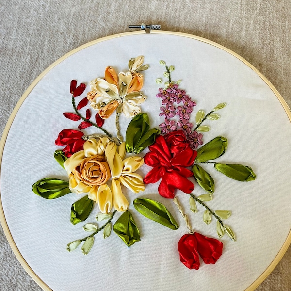 Flower Silk Ribbon Embroidery Kit, Easy DIY Beginner Silk Ribbon ...