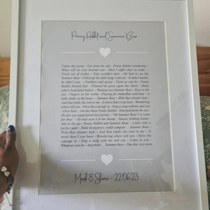 Bespoke Personalised Custom Song Lyrics Print First Dance - Etsy UK