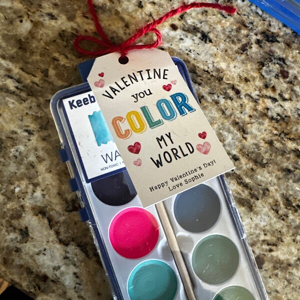 Rainbow Valentine's Day Gift Tag Template, Printable You Color My World ...