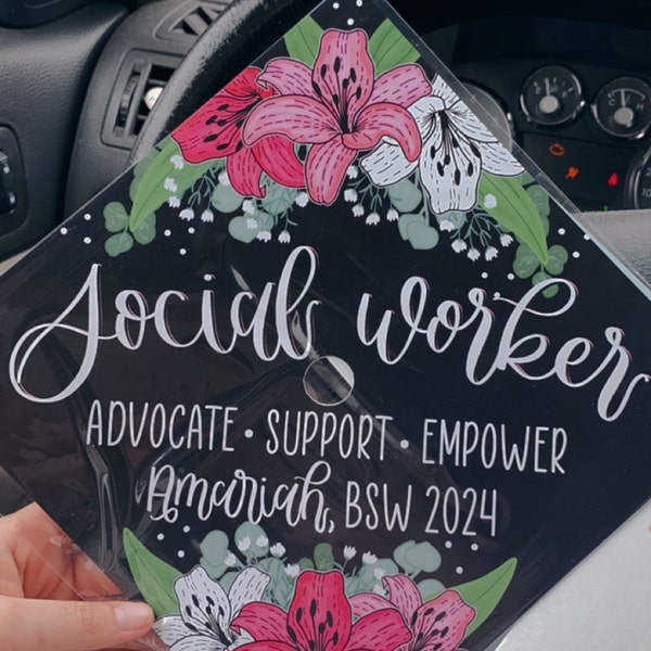 Custom "social Worker" Graduation Cap Topper, Social Work Graduation ...