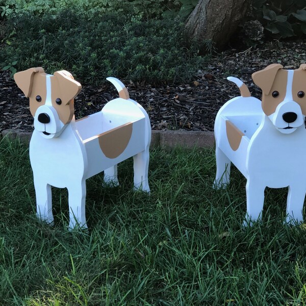 Jack Russell Planter, Garden Ornament, Wooden Pet, Planter Box, Scroll ...