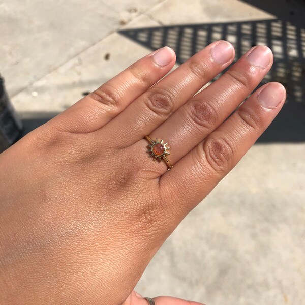 Gold Sun Ring, Sunstone Ring, Celestial Sun Ring, Tiny Sun Ring ...