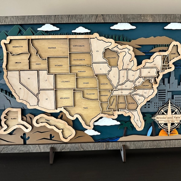 Personalized US Travel Map, US Travel Map, Travel Map Tracker, Family ...