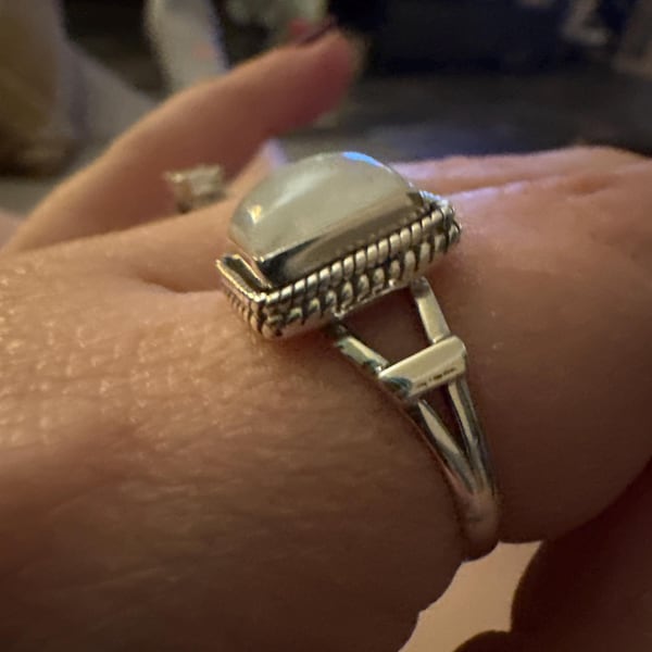 Rainbow Moonstone Silver Ring: 925 Sterling Silver Rectangle Gemstone - Etsy