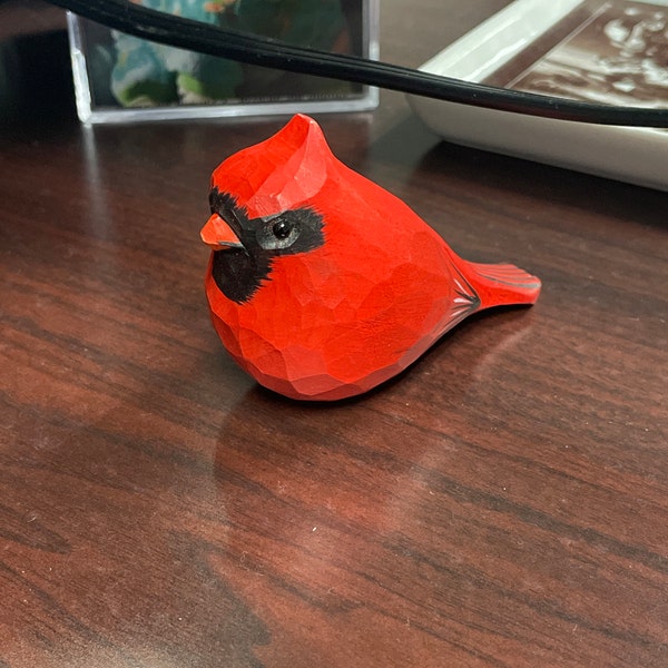 Handmade Cardinal Wood Carving Bird Figurine Cardinals Wood Cardinal ...