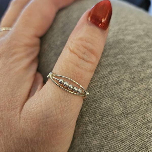 Pure Sterling Silver Fidget Ring Spinner / Meditation Ring / Calming ...
