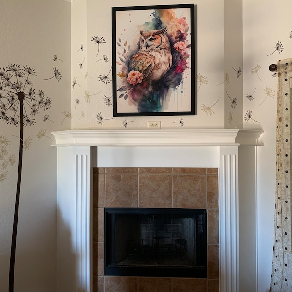 The Freya Dandelions Wall Decal in Two Colors, With 63 DIY Floating ...