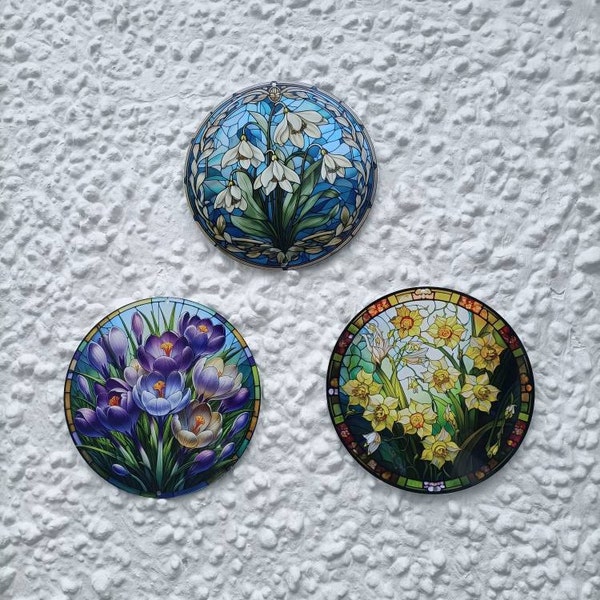 Snowdrops Plaque ,IMITATION Stained Glass Snowdrop Sign, Metal Sign ...