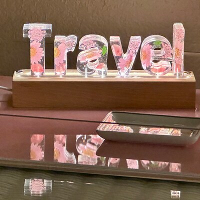 Personalized Color Letter Dried Flower Resin Name Lamp,custom Real ...