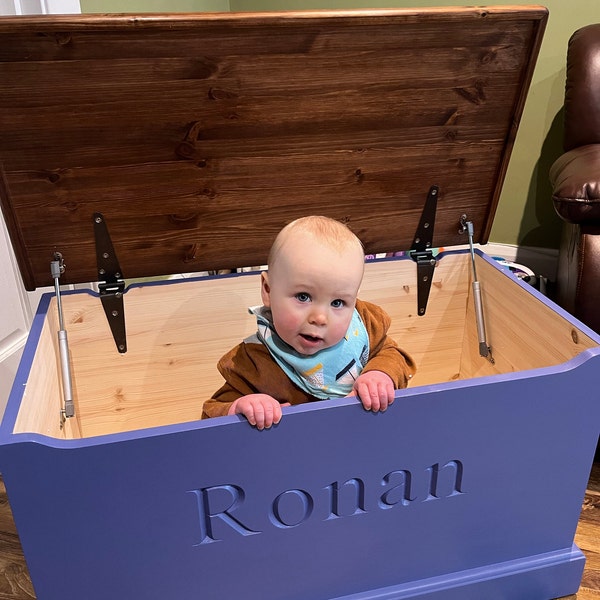 Handmade, Personalised Solid Wood Toy Box With Soft Closing Lid - Etsy UK