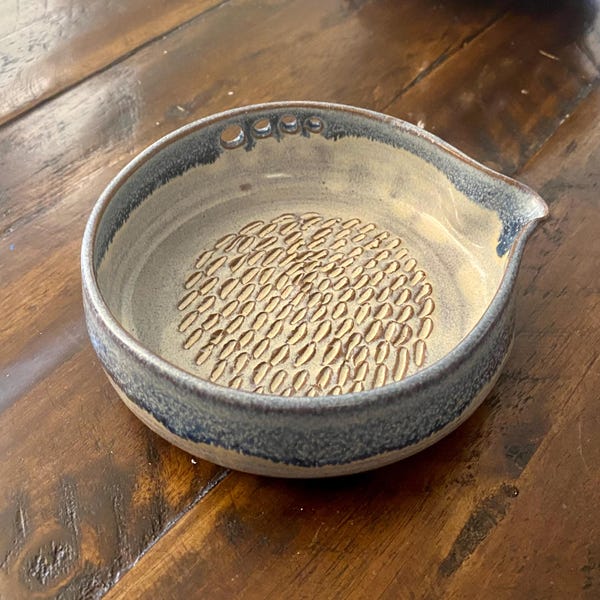 Blue and White Garlic Grater | Herb Stripper | Dipping Oil Dish ...