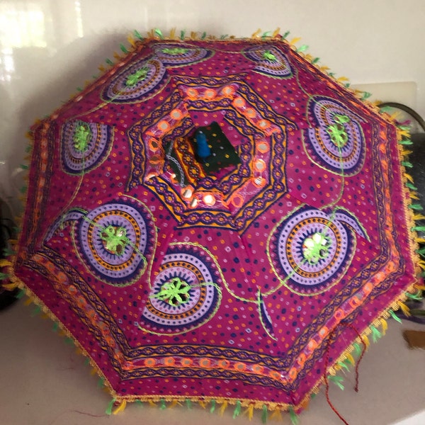 Set of 5 Pc Decorative Cotton Umbrella Embroidered Indian Parasol ...