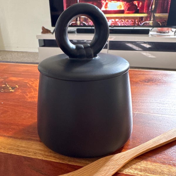 Black Ceramic Butter Bell With Free Bamboo Knife Butter Keeper, Kitchen ...