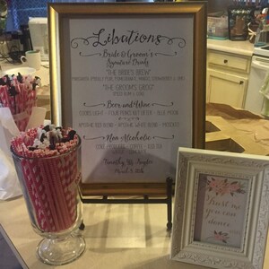 Bar Menu Wedding Sign Printable Libations Sign Signature | Etsy