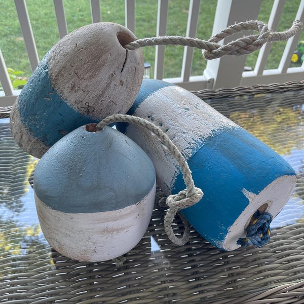 5 Buoys While They Last Rustic Distressed Real Painted Maine Lobster ...