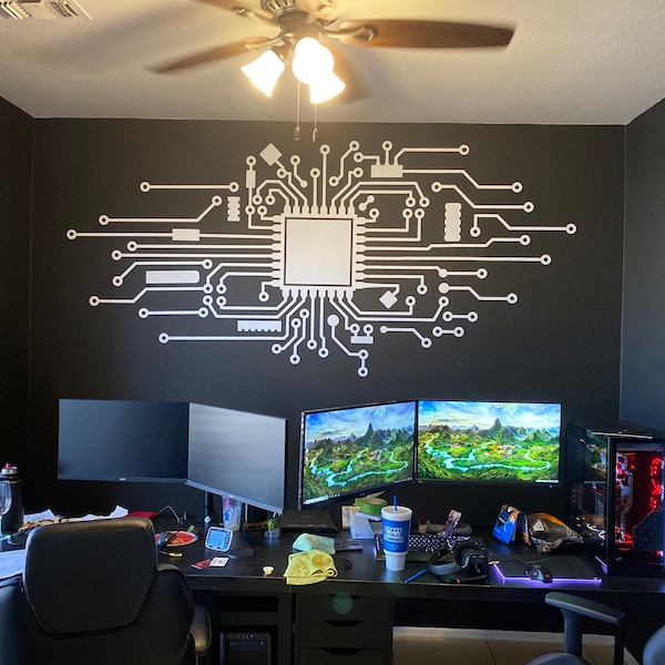 Technology Wall Decal Vinyl Circuit Board Sticker Science Education ...