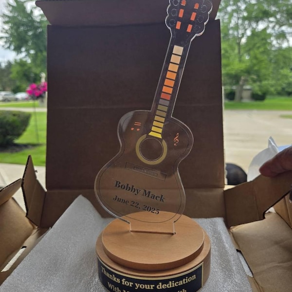 Hexagon Acrylic Trophy With Wood Base / Science Award / STEM Award ...